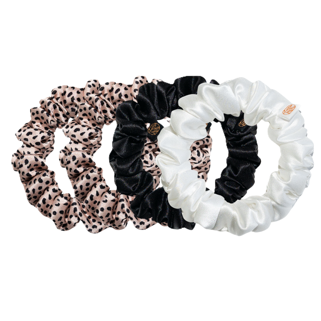 Basic B Midi Silk Skinny Scrunchies (set of 4) Made for Curls Coils Waves – Curlfriend Collective