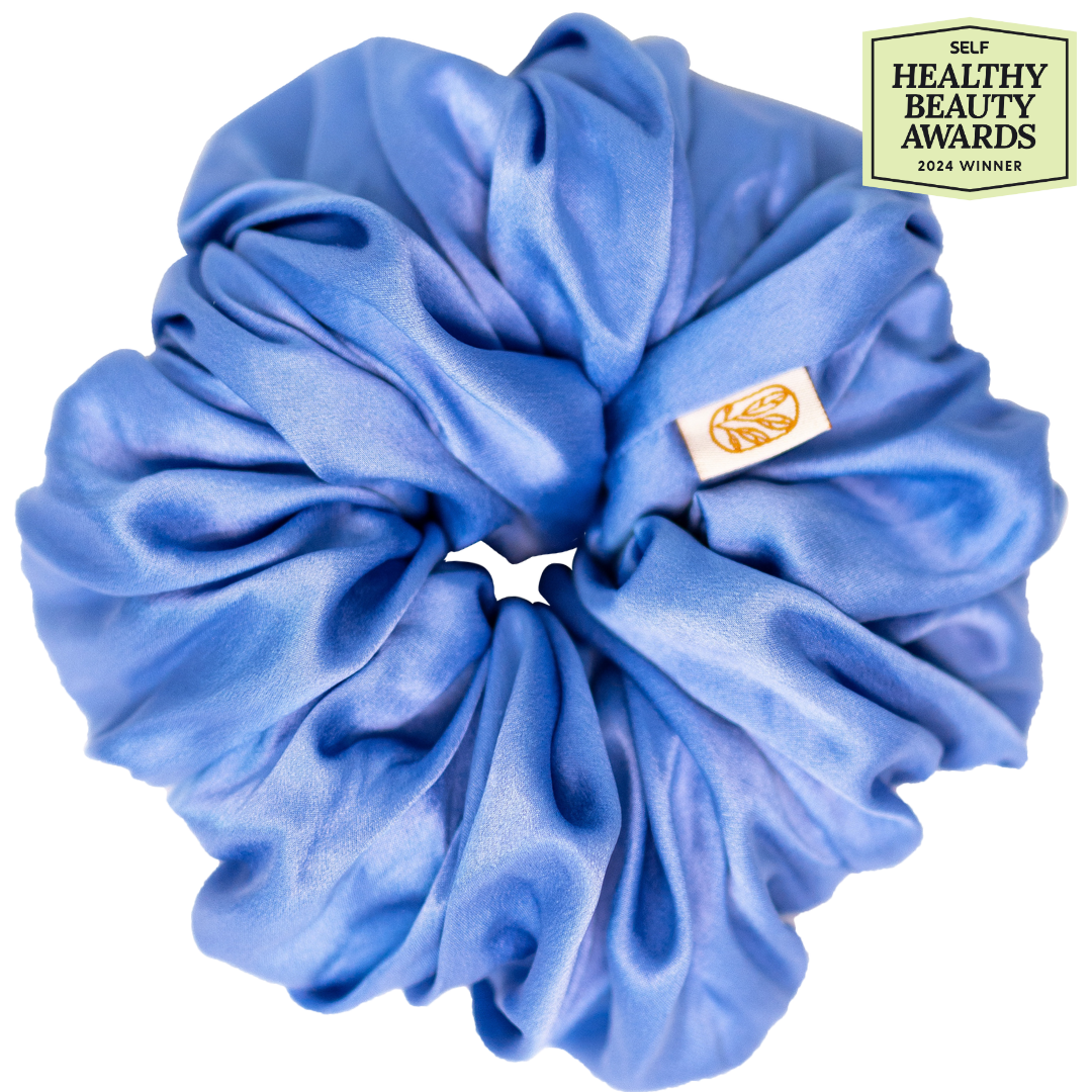 Cerulean Blue Silk Scrunchie For Curly Hair – Curlfriend Collective