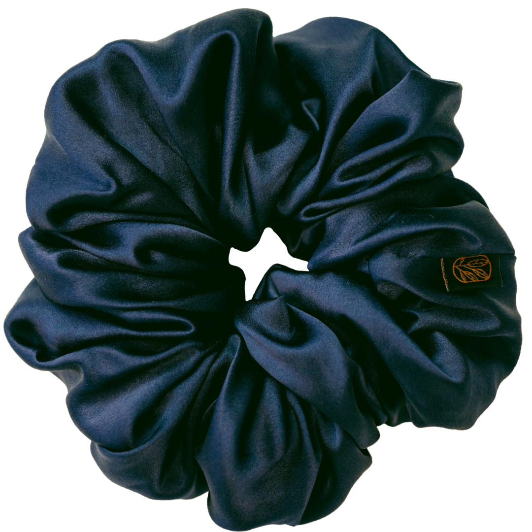 Lilith Navy Silk Scrunchie For Curls – Curlfriend Collective