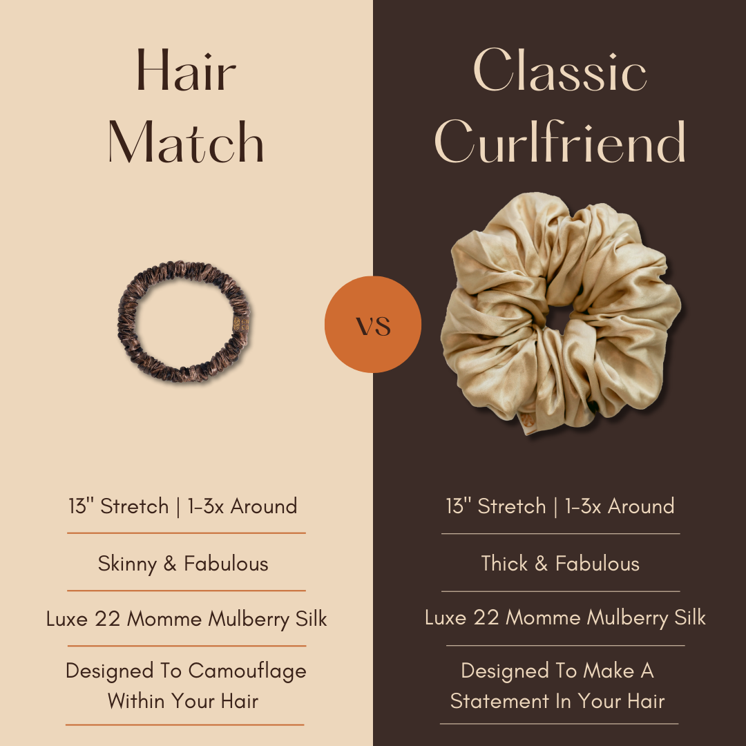 Medium Brunette / Deep Brunette - Hair Match Silk Skinny Scrunchies – Curlfriend Collective