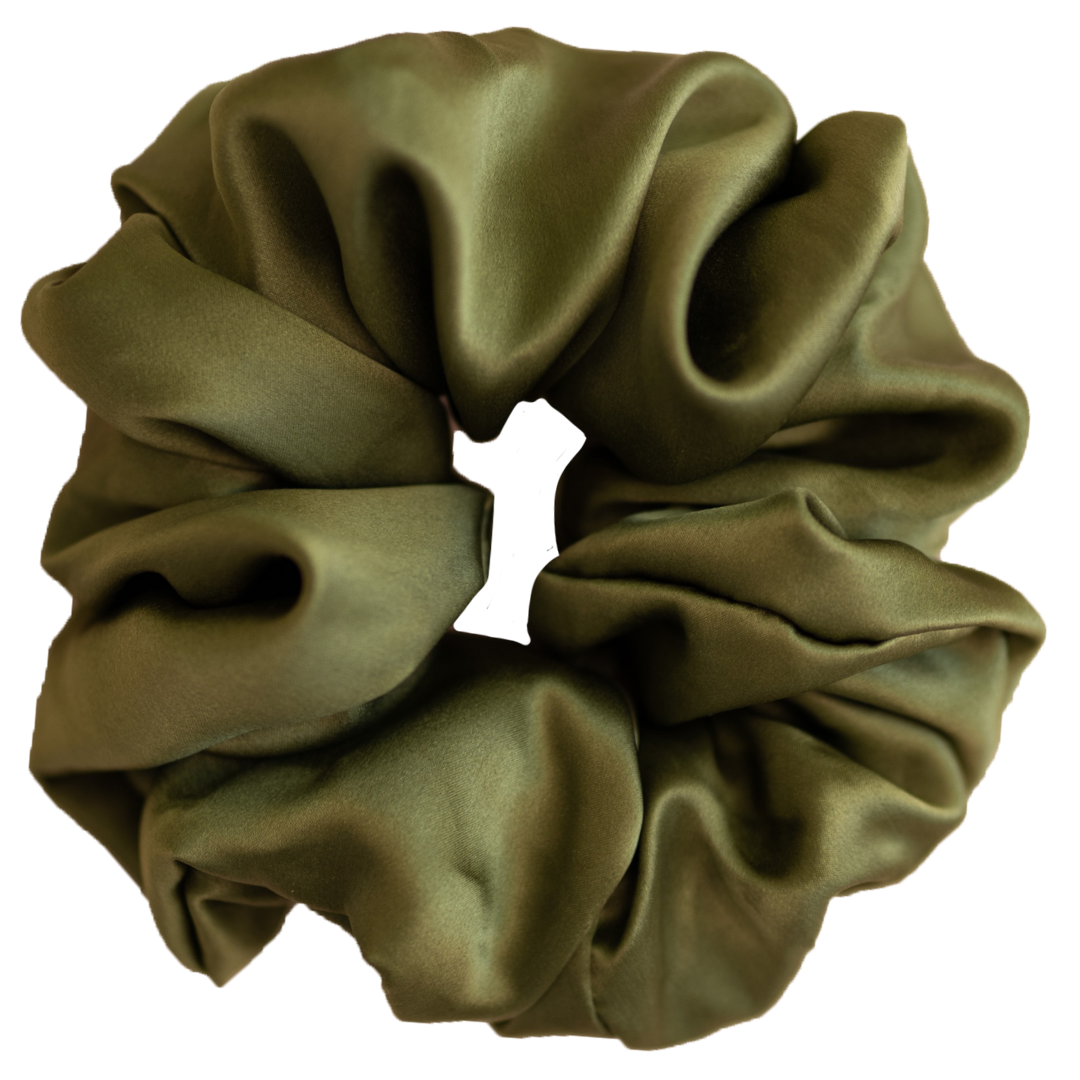 Olive Green Silk Scrunchie For Curly Hair – Curlfriend Collective