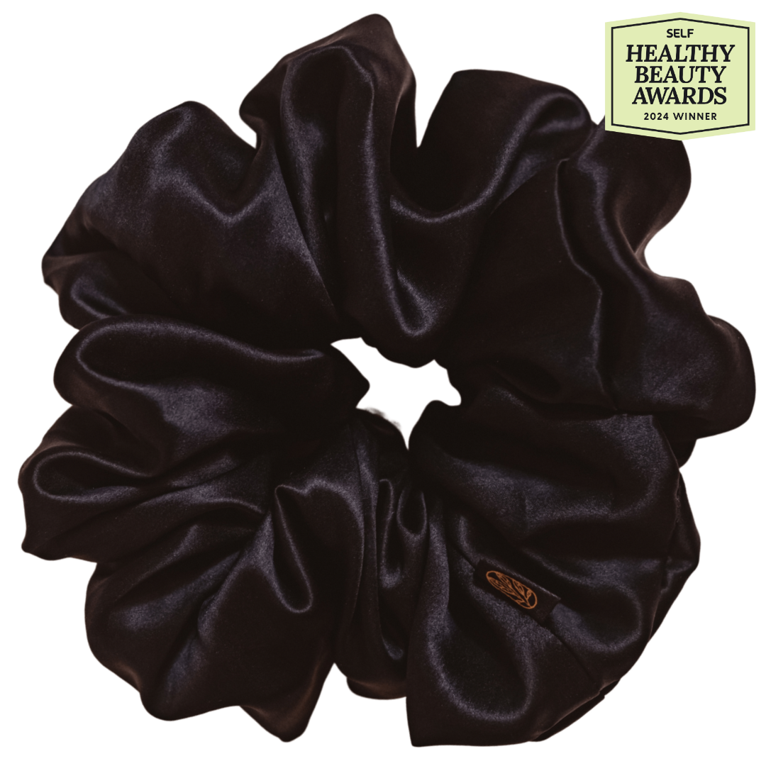 Onyx Black Silk Scrunchie For Curly Hair – Curlfriend Collective